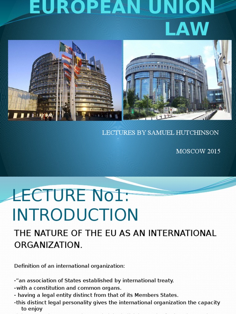 Eu Law Lectures Moscow 2015 Introduction To Nature Of Eu Pdf Member State Of The European