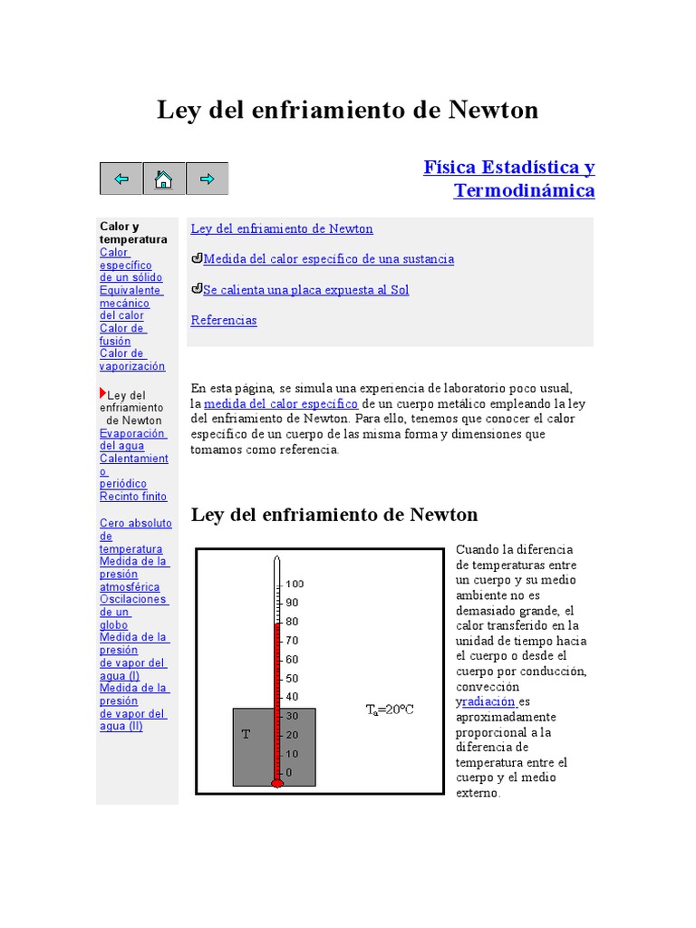 Ley Del Enfriamiento de Newton | PDF | Capacidad calorífica | Calor