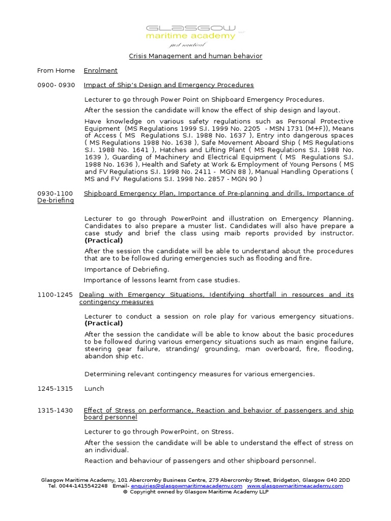 Crisis Management and Human Behaviour Mca Approved | PDF | Crisis ...