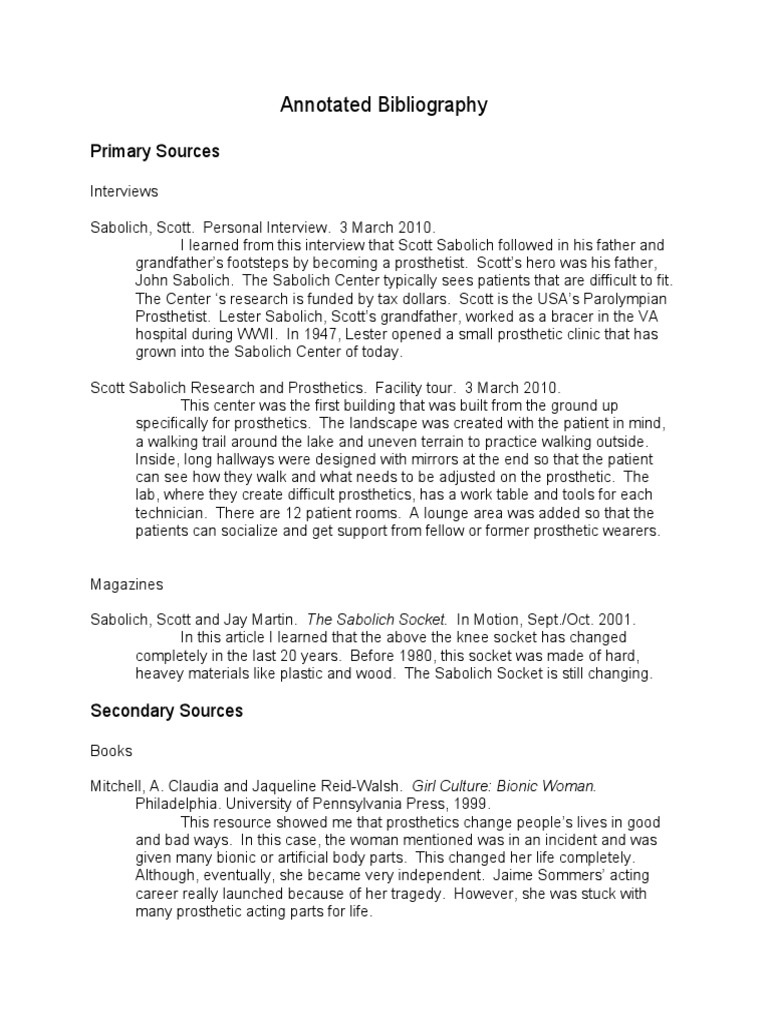 Annotated Bibliography: Primary Sources | PDF | Health Sciences ...