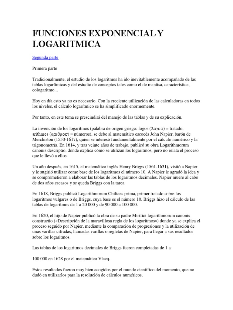 Funciones Exponencial y Logaritmica PDF | PDF | Logaritmo | Exponenciación