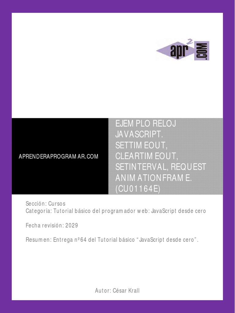 Timers y Animaciones en JavaScript | PDF | Script Java | Ligas deportivas