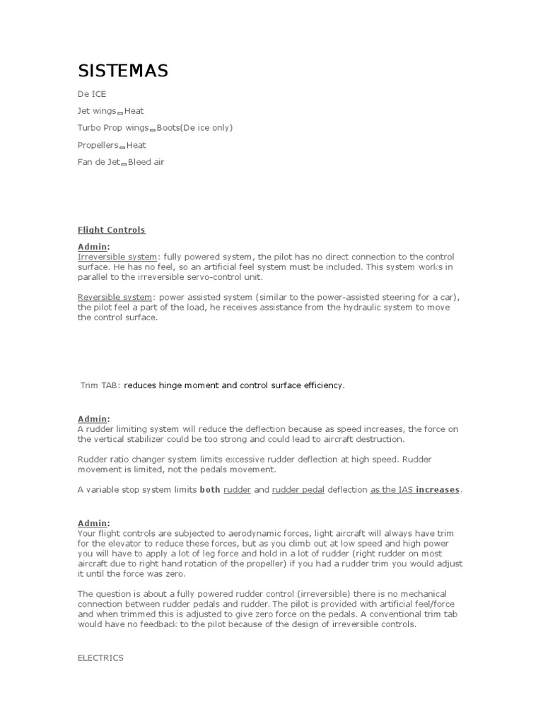 Sistemas: Flight Controls Admin | PDF | Aircraft Flight Control System ...