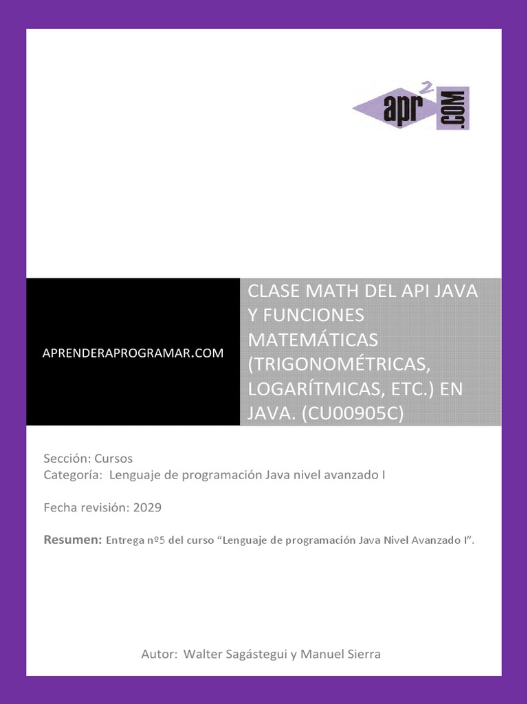 Clase Math y Funciones Matemáticas en Java | PDF | Exponenciación ...