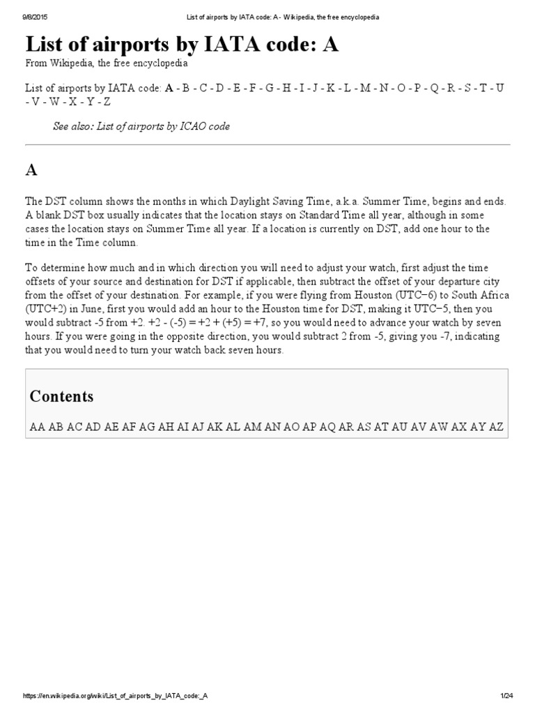 List of Airports by IATA Code A | PDF | Finance & Money Management