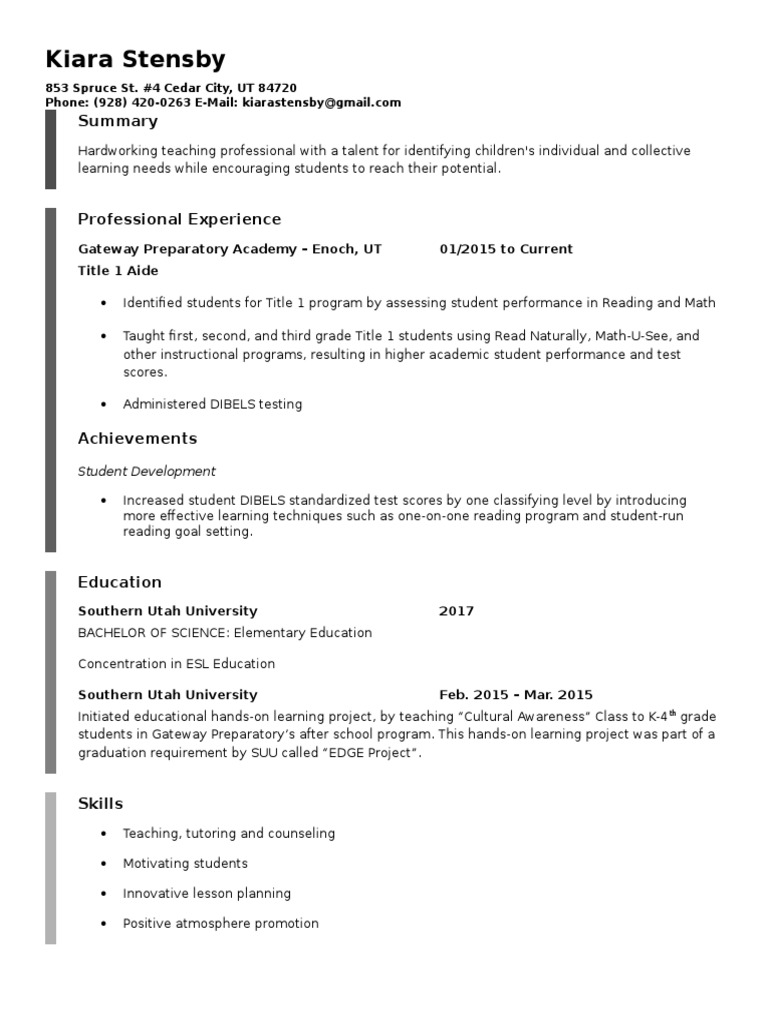 Resume Stensby Kiara | PDF