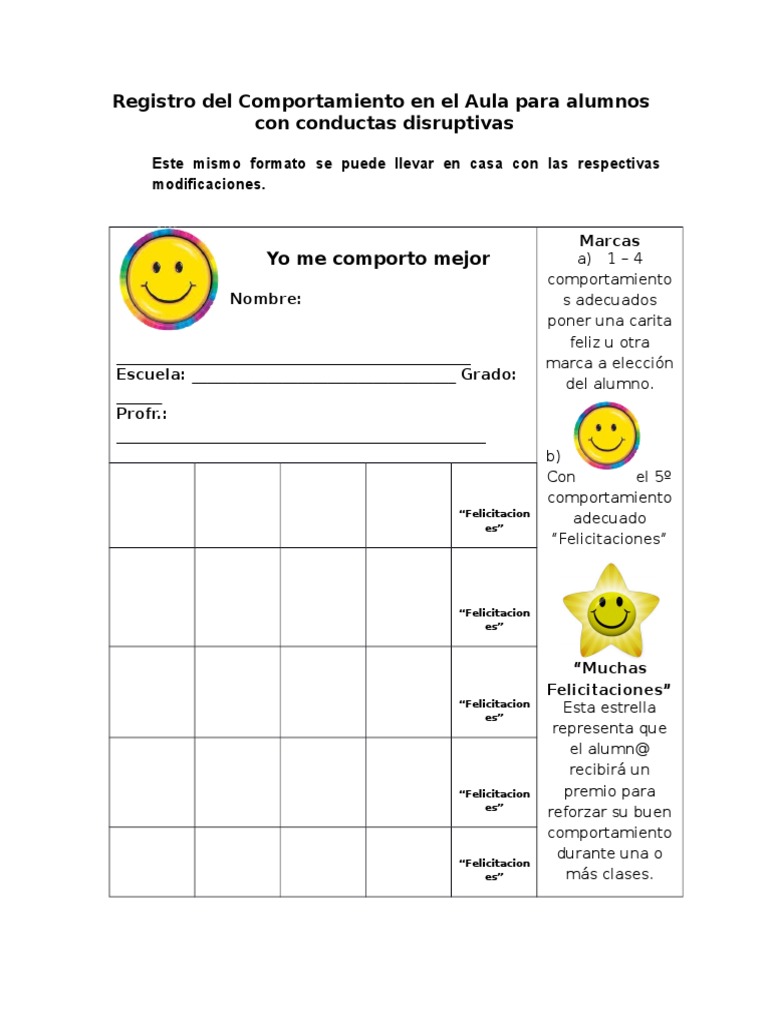Registro de Conducta para Alumnos | PDF