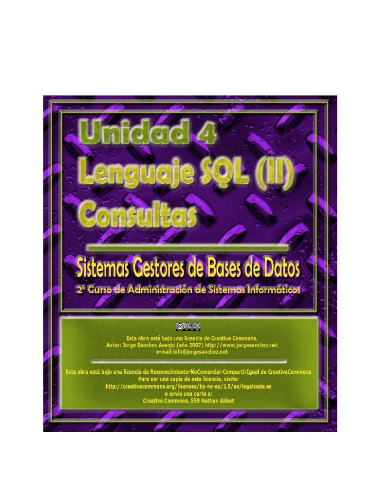 Unidad 4: Lenguaje SQL (II) - Consultas | PDF | SQL | Tabla (base de datos)