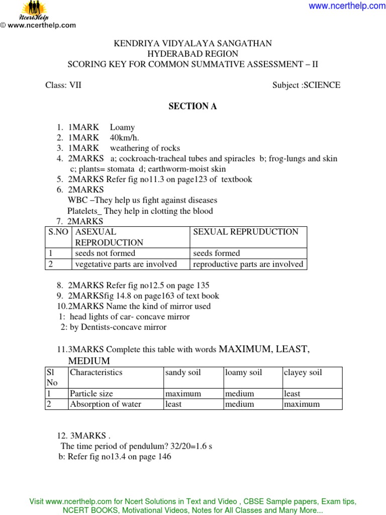 7th Class Science SA2 Question Paper | PDF | Cellular Respiration ...
