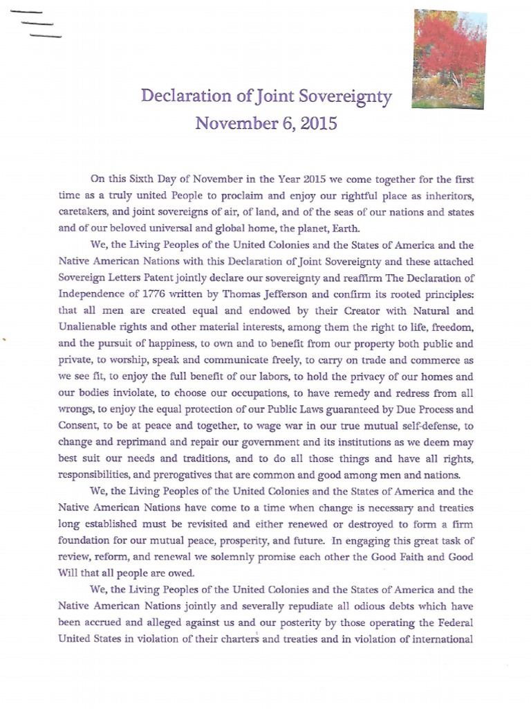 Declaration of Joint Sovereignty Entire File