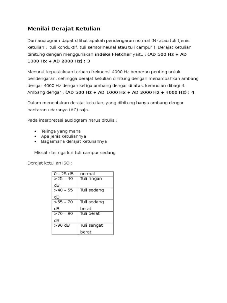 Menilai Derajat Ketulian | PDF