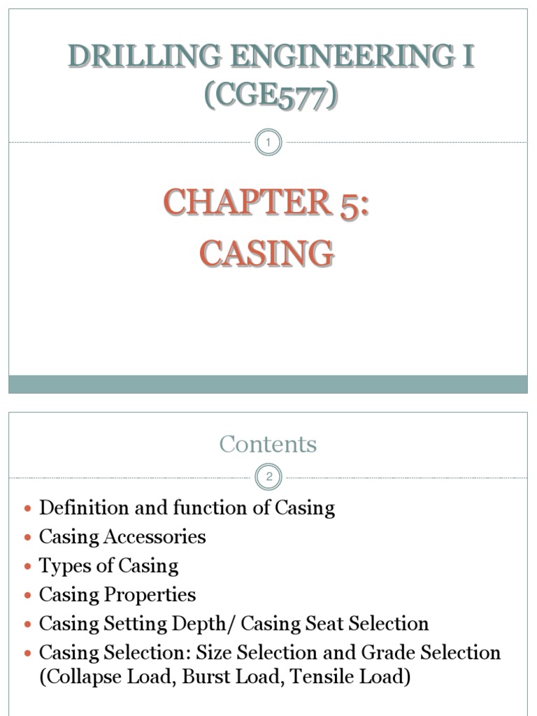 Chapter 5 - Casing | PDF | Casing (Borehole) | Pressure