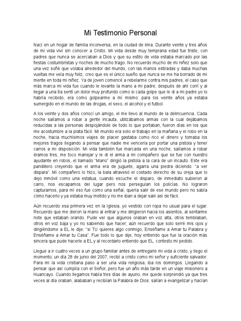 Mi Testimonio Personal | PDF | Oración | Amor