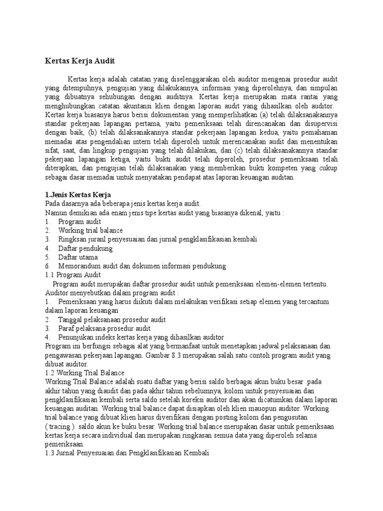 Kertas Kerja Audit | PDF