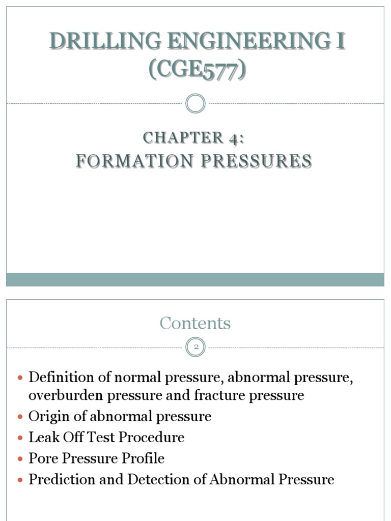Chapter 4 - Formation Pressure | PDF | Home & Garden | Science ...
