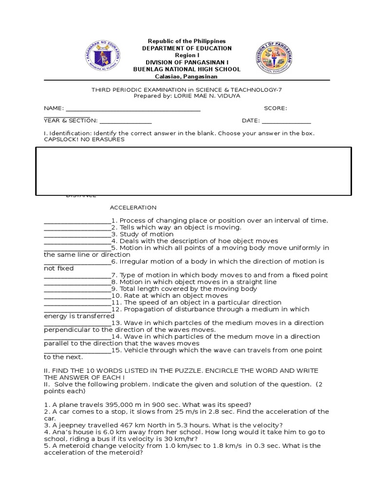 3RD Quarter Exam Grade 7 Science | PDF | Waves | Sound