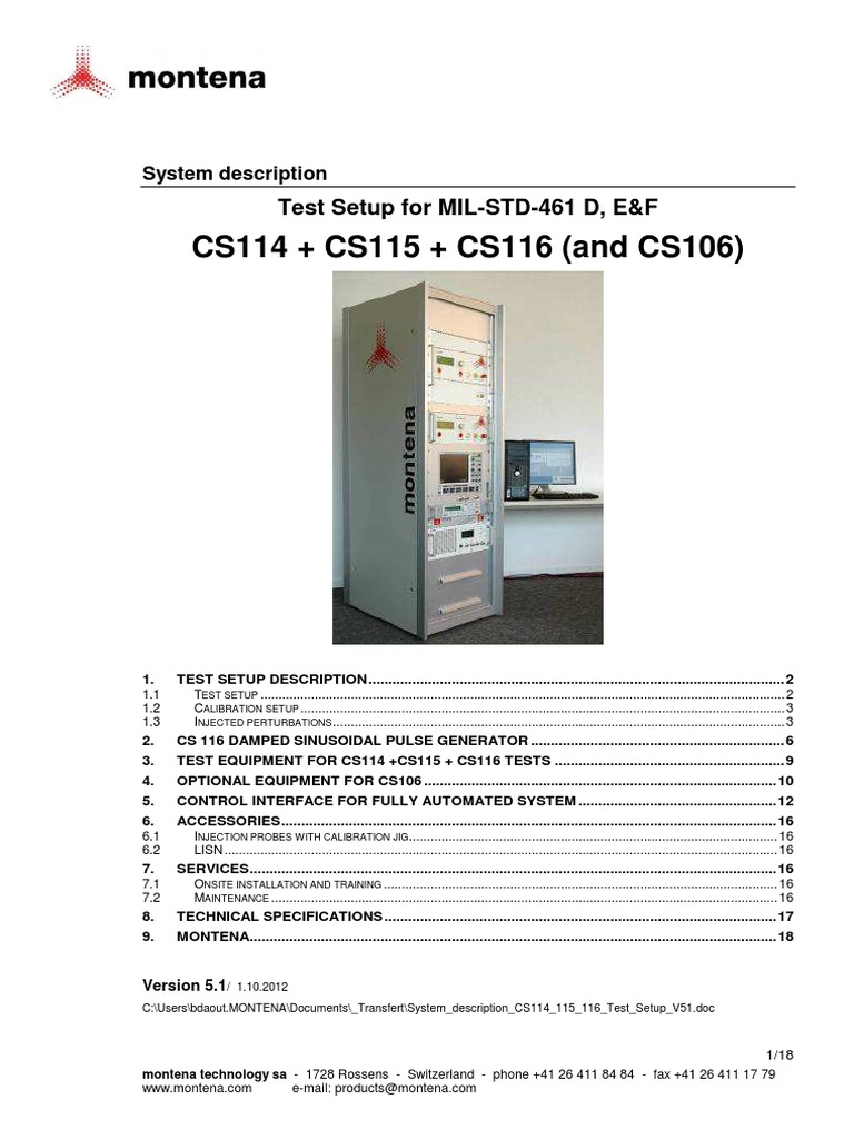 System Description CS114 115 116 Test Setup V40 | PDF | Electromagnetic ...