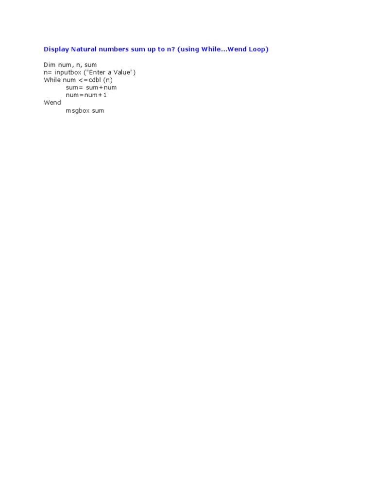 Display Natural Numbers Sum Up To 1 | PDF