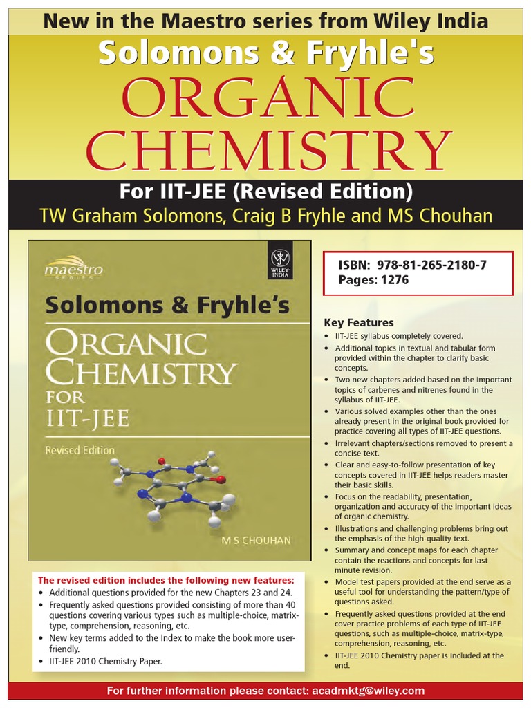 Solomons Frsolomons-Fryhlesyhles Organic Chemistry For Iit Jee | PDF ...