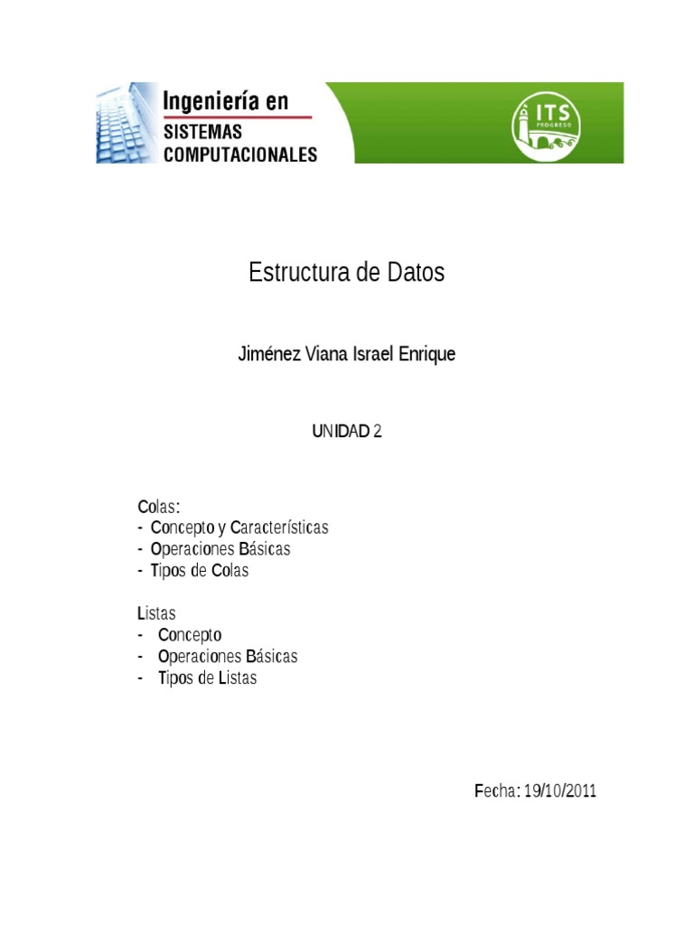 Colas y Listas - Estructura de Datos | Descargar gratis PDF | Cola ...