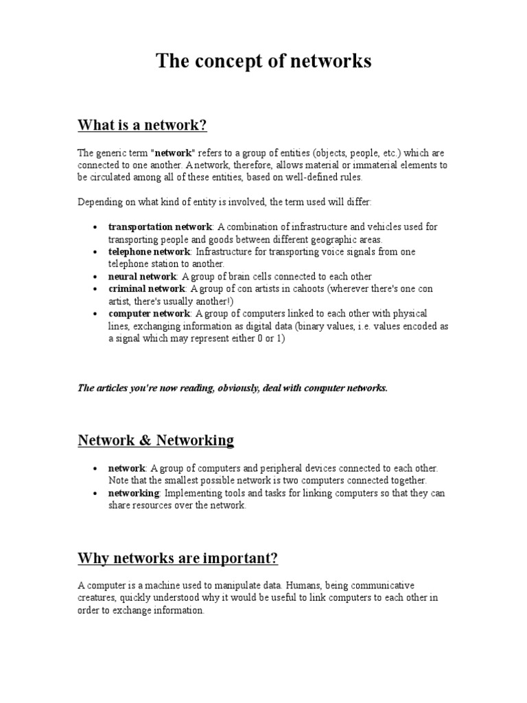 The Concept of Networks: What Is A Network? | PDF | Computer Network ...