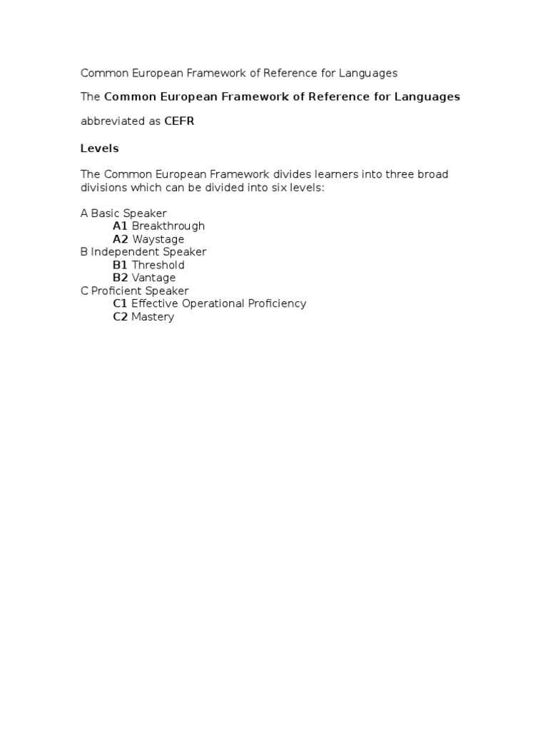 Common European Framework of Reference For Languages | PDF