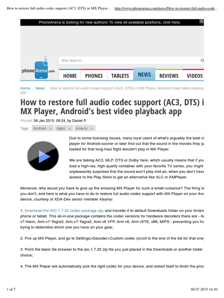 How To Restore Full Audio Codec Support (AC3, DTS) in MX Player ...
