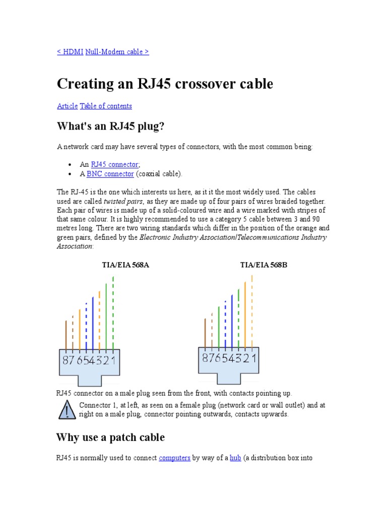 Creating An RJ45 Crossover Cable | PDF | Electrical Connector ...