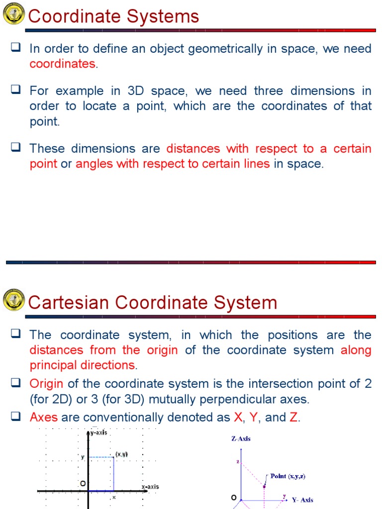 Coordinate Systems | PDF | Cartesian Coordinate System | Coordinate System