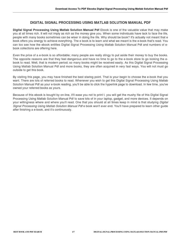 Digital Signal Processing Manual PDF | PDF | E Books | Digital Signal Processing