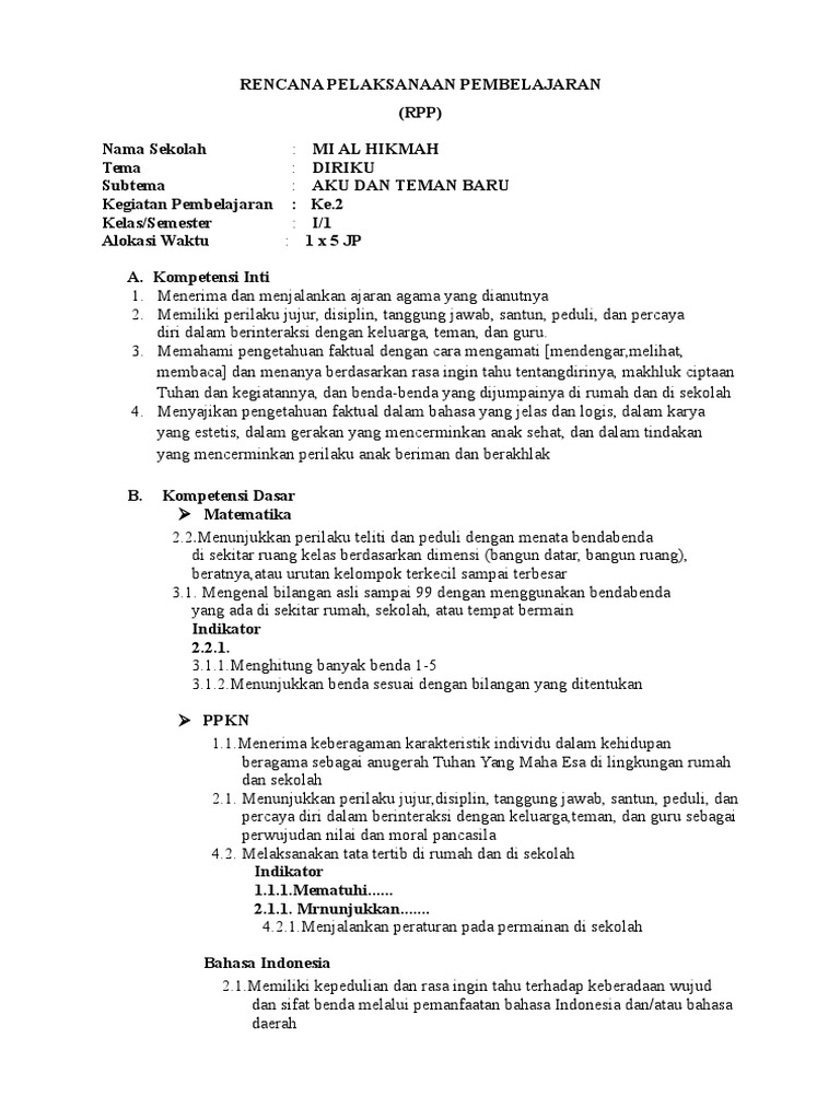 Contoh RPP Mi | PDF