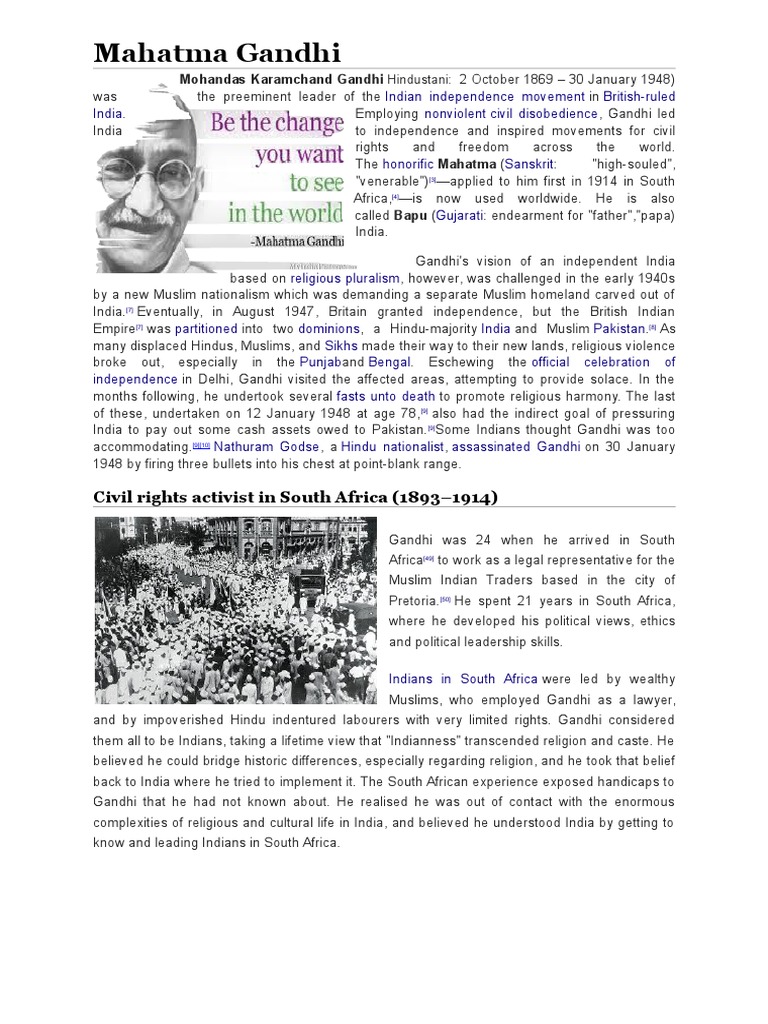 Mahatma Gandhi: Civil Rights Activist in South Africa (1893-1914 ...