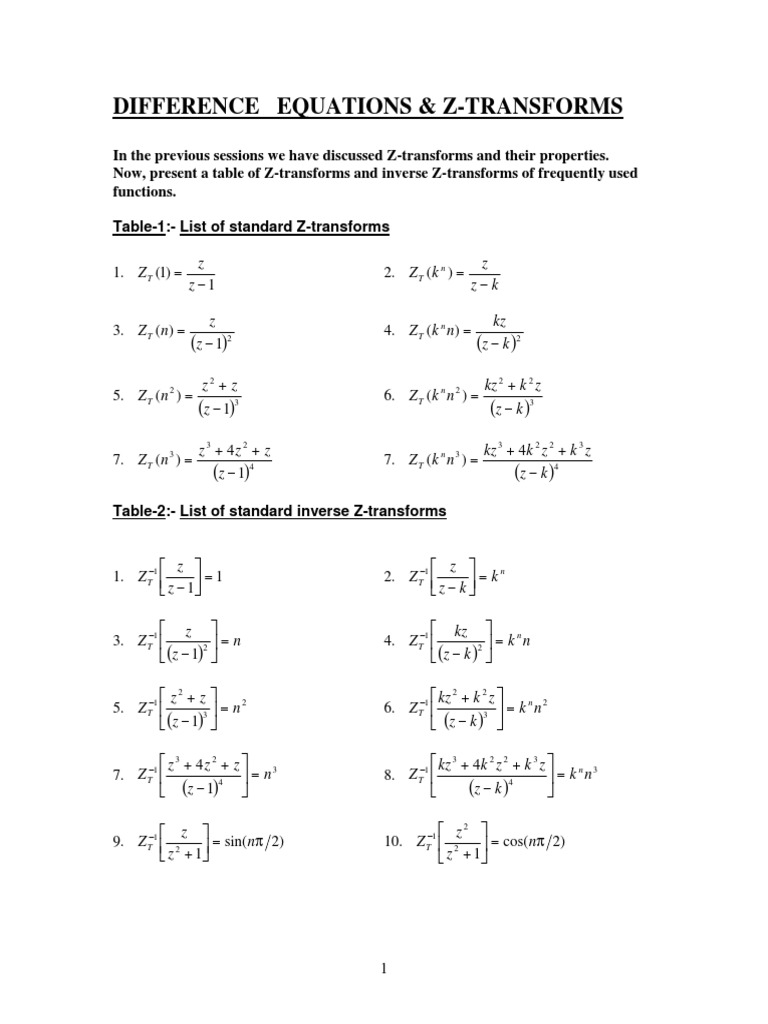 Difference Equations & Z-Transforms | PDF | Recurrence Relation | Equations
