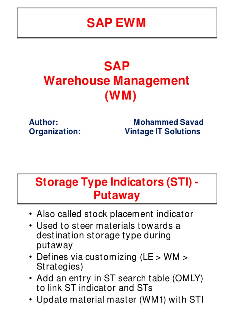 Storage Type Indicators in SAP WM | PDF | Delivery (Commerce) | Warehouse