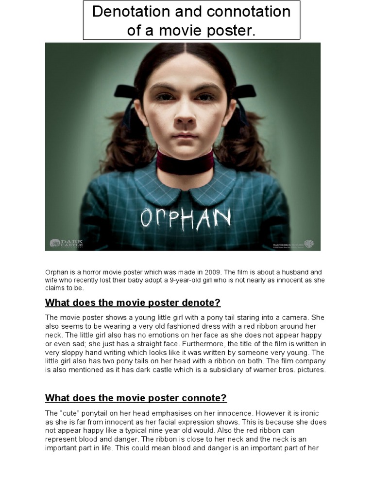Orphan Movie Poster Analysis: Horror Themes | PDF