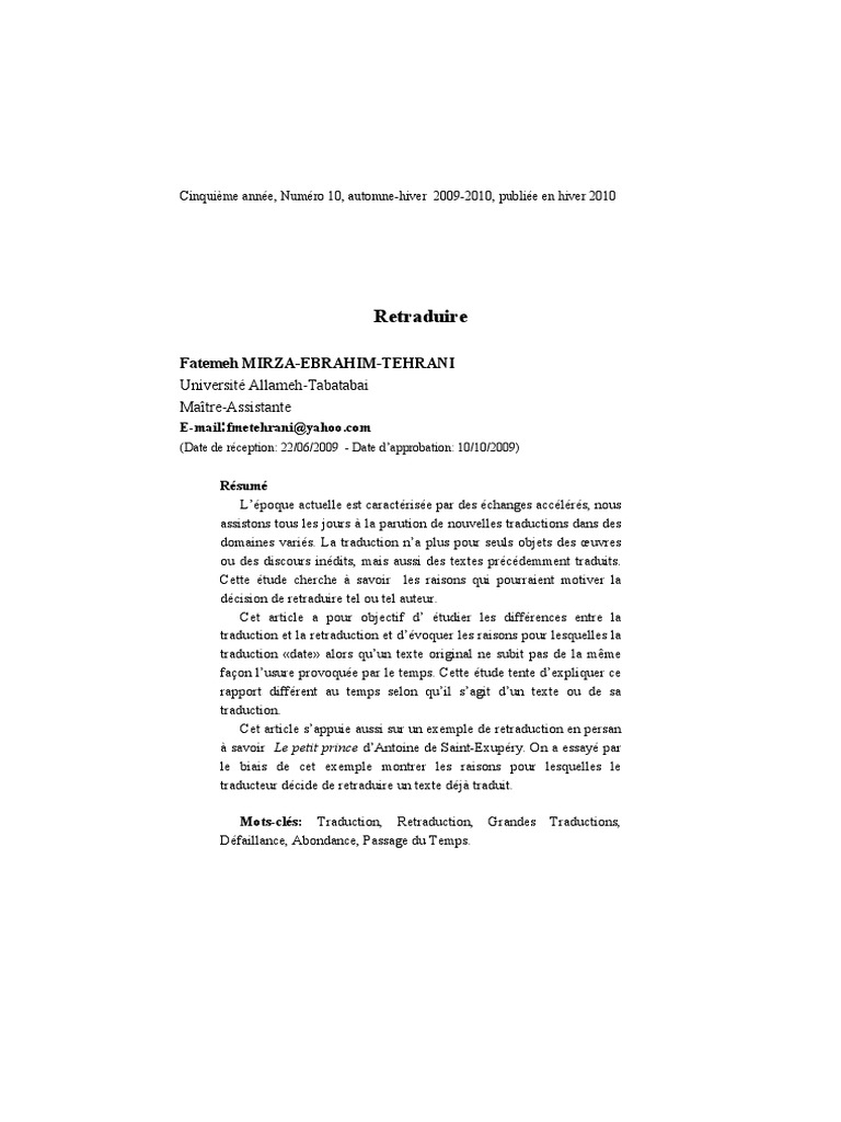 Raisons de la retraduction littéraire | PDF | Traductions | Sémiotique