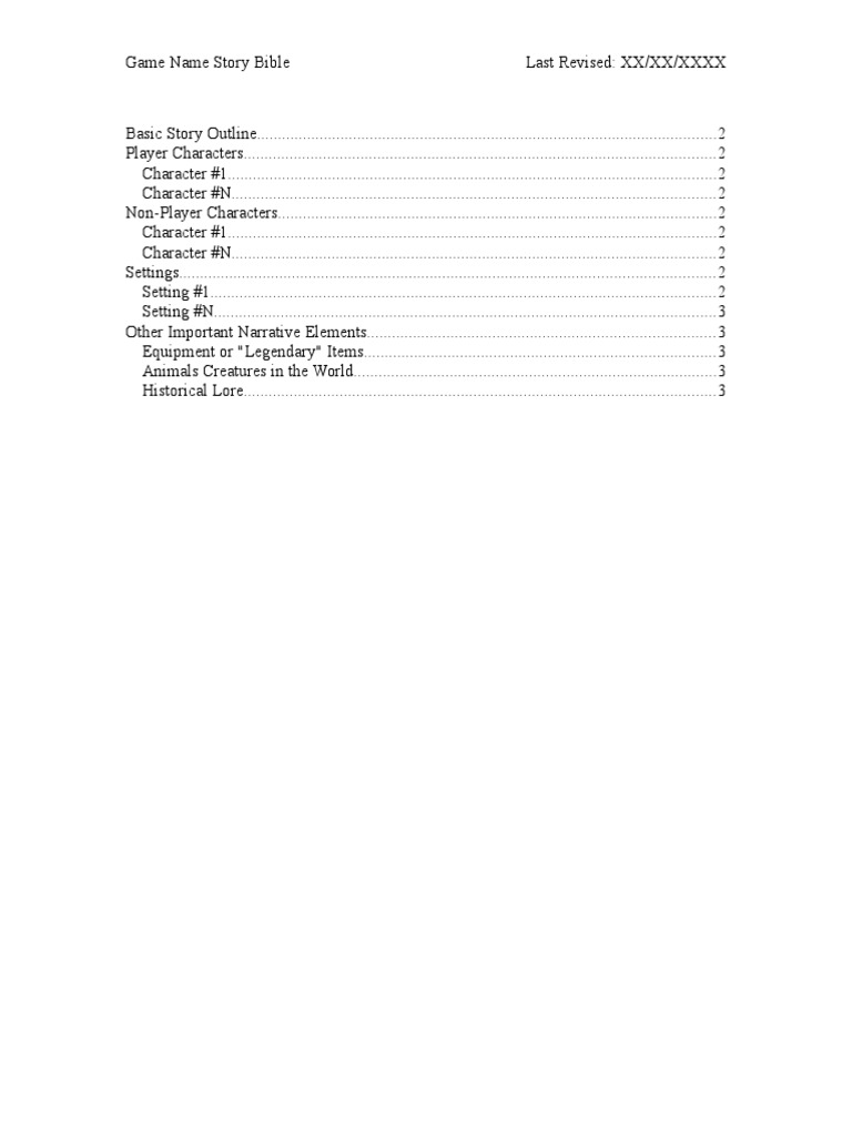 Story Bible Template | PDF | Role Playing Video Games | Gaming