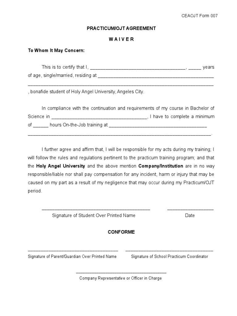 Dole Form and Waiver | PDF | Apprenticeship | Learning