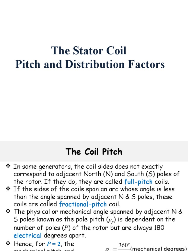 Synchronous Generator Pitch and Distribution Factors | PDF | Physics ...