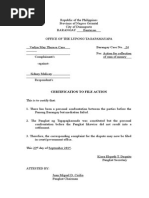 Certificate To File Action From The Barangay Sample | PDF | Social Science