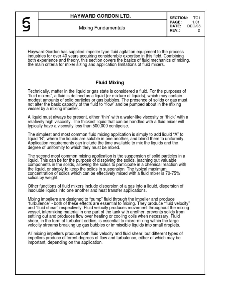 Mixing Fundamentals PDF | PDF