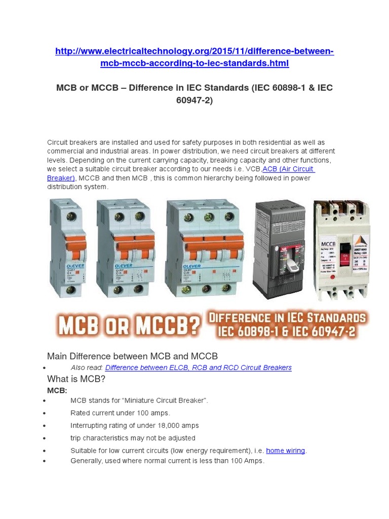 MCB or MCCB | Electrical Components | Manufactured Goods