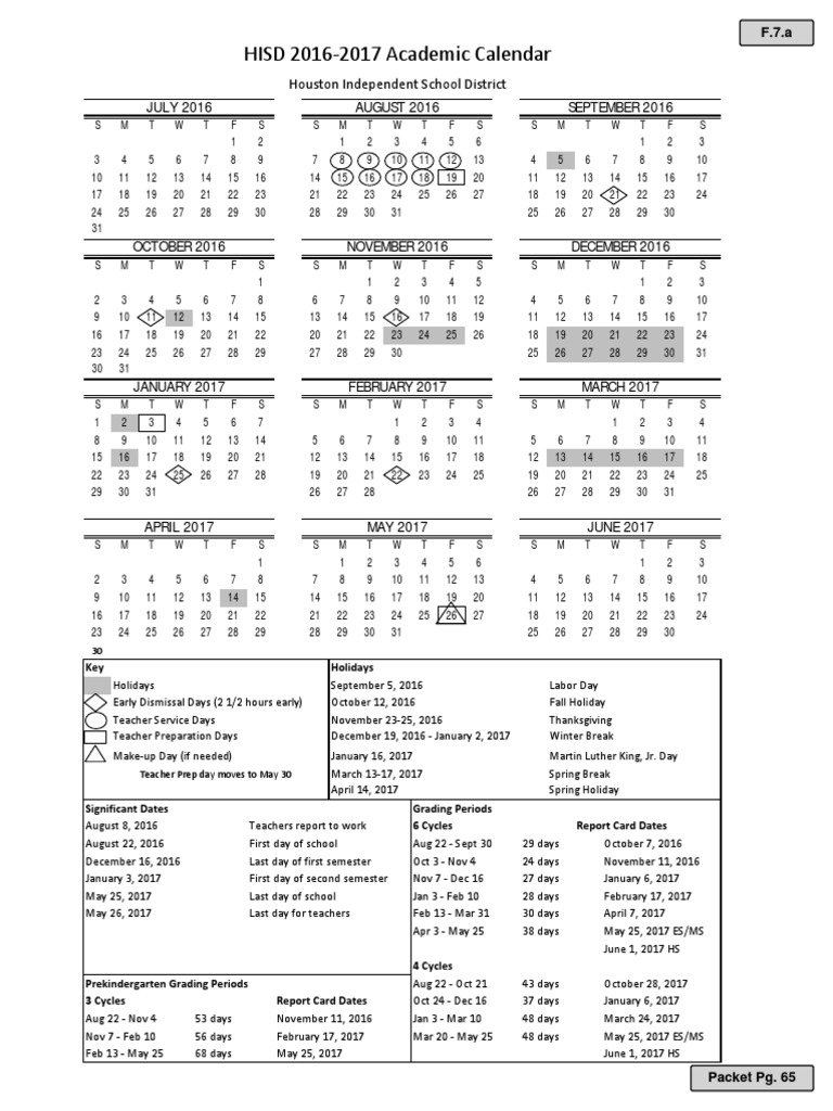 HISD Academic Calendar 2025-2026 | PDF | Educational Institutions | Schools