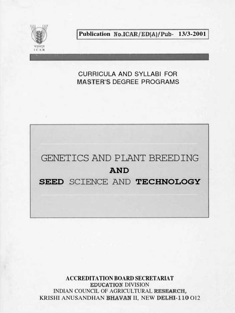 Plant Breeding An Genetics Syllabus | PDF