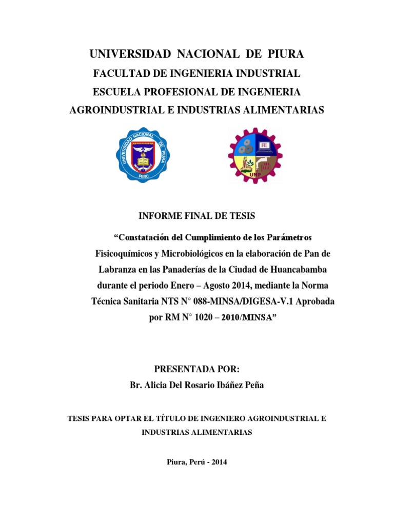 “Constatación del Cumplimiento de los Parámetros Fisicoquímicos y ...