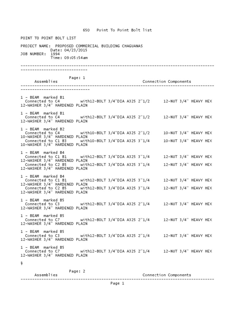 650 Point To Point Bolt List | PDF | New York Metropolitan Area | Manhattan