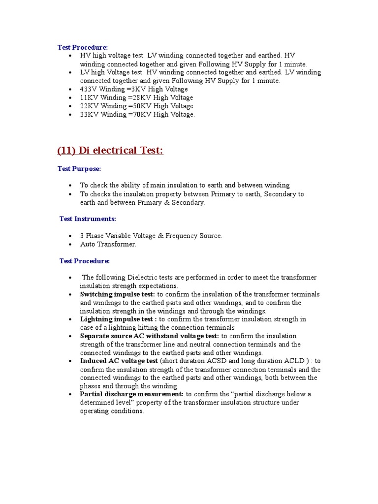 Transformer Insulation Testing Guide | PDF