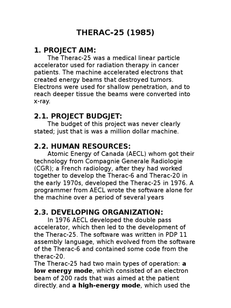 Therac 25 | PDF | Radiation Therapy | Software Bug