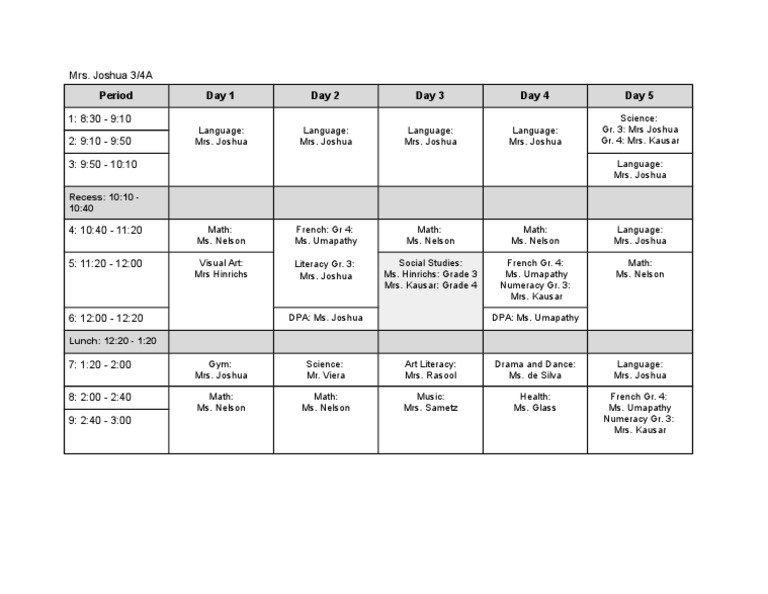 Studenttimetable | PDF | Language Arts & Discipline | Foreign Language ...