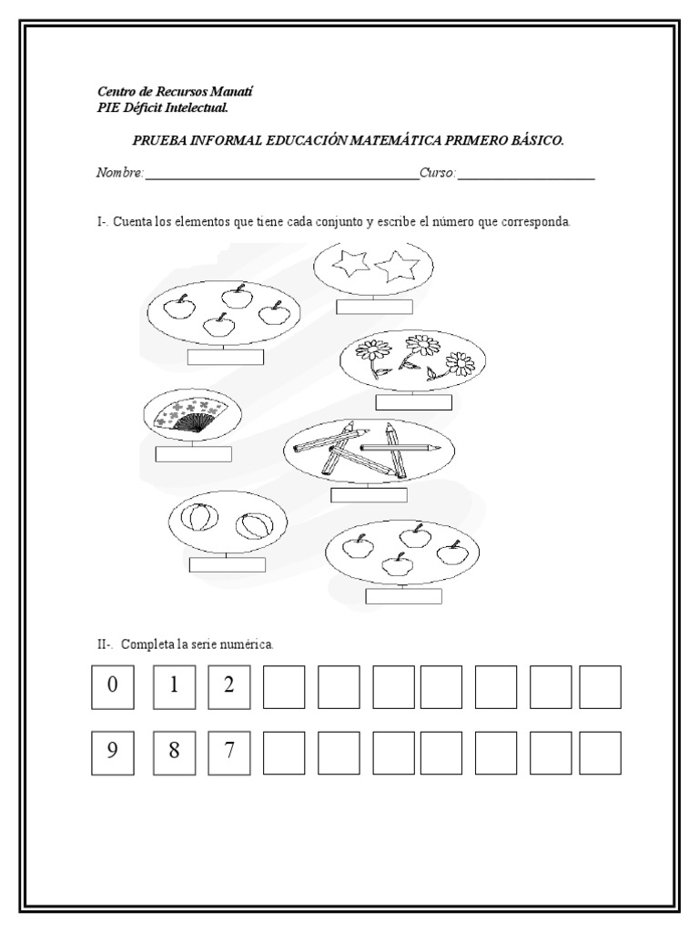 Prueba Matematica Primero Básico | PDF